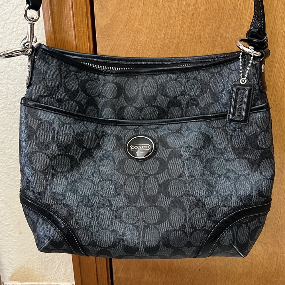 Coach Black And Gray Logo Crossbody Bag - Gem
